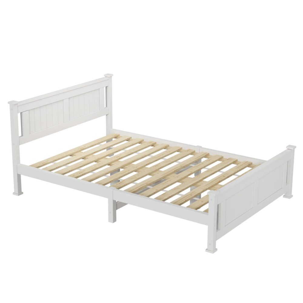 Double Solid Pine Timber Bed Frame in White – Pop Up Life